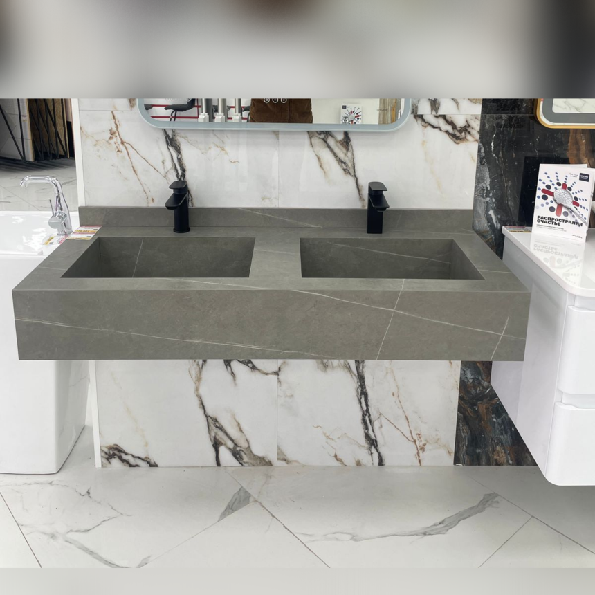 Раковина из искусственного камня - двойная чаша LUSSO 120см grey matt ...